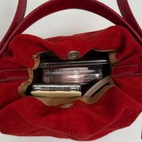 China Colefa 2026 New Red Suede Drawstring Bucket Bag Simple Versatile Commuting Single Shoulder Crossbody Korean Version Handbags for sale