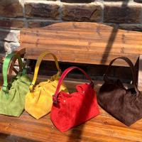 China Colefa 2026 New Red Suede Drawstring Bucket Bag Simple Versatile Commuting Single Shoulder Crossbody Korean Version Handbags for sale