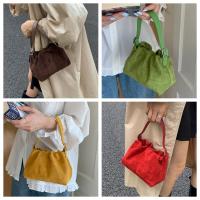 China Colefa 2026 New Red Suede Drawstring Bucket Bag Simple Versatile Commuting Single Shoulder Crossbody Korean Version Handbags for sale