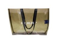 China Custom ladies pvc handbag transparent pvc tote bag with printed logo clear beach bags for sale