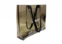 China Custom ladies pvc handbag transparent pvc tote bag with printed logo clear beach bags for sale