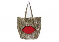 China PU Lip Shape Folding Shopping Bags Nylon Polyester Matetial Female Use for sale