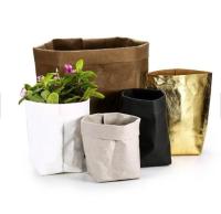 China 0.55mm Washble Kraft Paper Storage Bags Light Reusable Paper Bag Seedling Pots for sale