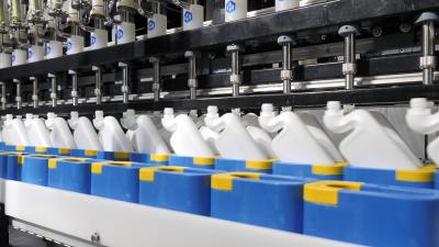 China 5000bph Bottle Capping Machine For Disinfection Water，Toilet cleaning liquid filling line, capping and screwing in one for sale