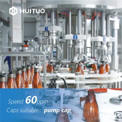 China Hair shampoo conical bottle lotion dispenser pump capping machine with puck system for sale