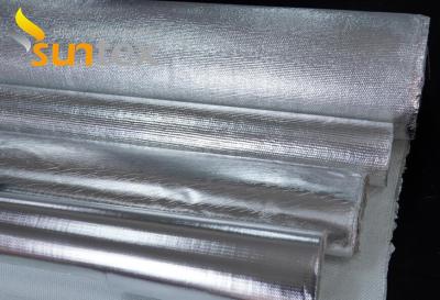 China 550C Thermal Resistant 0.4mm Aluminum Foil Wrapped Fiberglass Cloth For Oil & Steam Pipelines Fireproof for sale