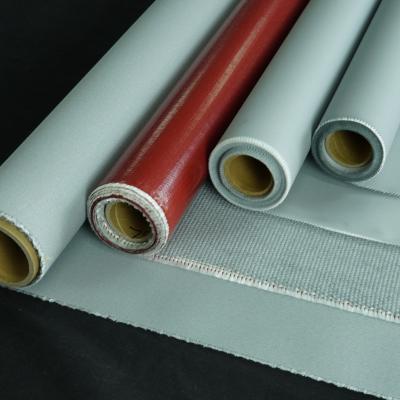 China Red Fire Resistant Silicone Coated Glass Cloth Fabric For Hvac System Duct Connector for sale
