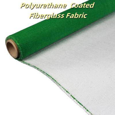 China Fireproof PU Coated Fiberglass Fabric 460gsm Heat Resistant Blue Black for sale