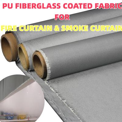 China PU FIBERGLASS COATED FABRIC FOR FIRECURTAIN & SMOKE CURTAIN for sale