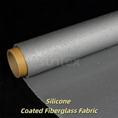 China Chemical Oil Resistant Silicone Coated Fiberglass Fabric 400 g/sqm 0.3 mm Thickness 1.5 Meter Width for sale