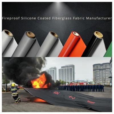 China Fire Resistant Silicone Coated Fiberglass Fabric with Temperature Resistance -50°C to 500°C, 400 g/sqm Weight, and 0.3 mm Thickness for sale