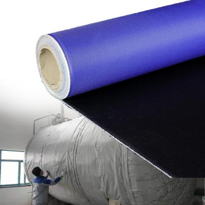 China Double Side Blue Black Twill Weave PU Coated Fiberglass Fabric Welding Blanket for sale