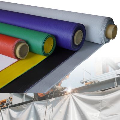 China Flexible Fire Retardant PU Coated Fiberglass Fabric 460 g/sqm 0.41 mm Heat Resistant Cloth with Multiple Width Options for sale