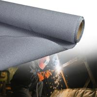China Fireproof Heavy Duty Welding Blanket Blue/Black Twill Weave 460 g/sqm PU Coated Fiberglass Fabric for sale
