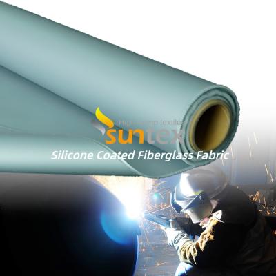 China High Temperature Silicone Coated Fiberglass Fabric with 400 g/sqm Weight and 0.3 mm Thickness in 1 / 1.2 / 1.5 meter Width for sale