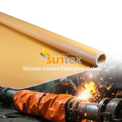 China Two Sides Orange Silicone Coated Fiberglass Fabric for Thermal Insulation Cover with 1 / 1.2 / 1.5 meter Width and 50 m / 100 m Roll Length for sale