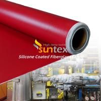 China Silicone Coated Fiberglass Fabric with 50 m / 100 m Roll Length Grey Color and Water Repellent Properties for sale