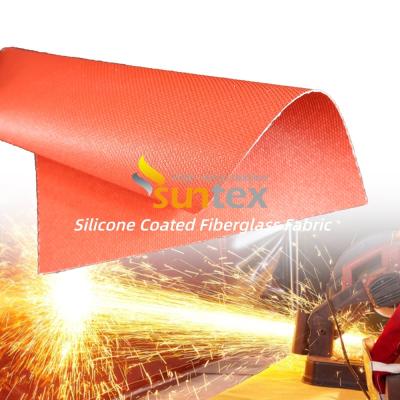 China Alkali Free Silicone Coated Fiberglass Fabric with 1 / 1.2 / 1.5 Meter Width and 50 m / 100 m Roll Length for sale