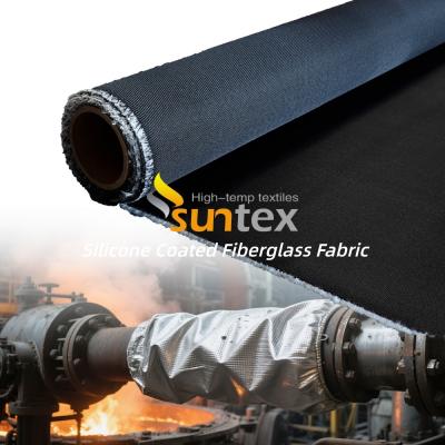 China Double-Sided Silicone Coated Fiberglass Fabric with 50 m / 100 m Roll Length and Water Repellent Properties for High-Temperature Applications for sale