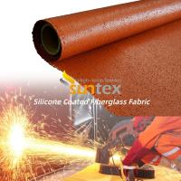 China Double Sided Silicone Coated Fiberglass Fabric 800℃ Protective Welding Blanket with 50 m / 100 m Roll Length for sale