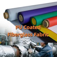 China Abrasion Resistant PU Coated Fiberglass Fabric with 460 g/sqm Weight 0.41 mm Thickness and 1m to 1.55m Width Options for sale