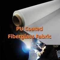 China Fire Resistant PU Coated E-Glass Welding Blanket 460 g/sqm 0.41 mm Thickness Splash Proof Fabric for sale