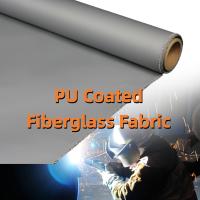 China Double-Side PU Coated Fiberglass Fabric 460 g/sqm 0.41 mm with 1m to 1.55m Width for High Temperature Resistance for sale