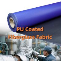 China Heat Resistant PU Coated Fiberglass Fabric with 460 g/sqm Weight 0.41 mm Thickness and 1m to 1.55m Width Options for sale