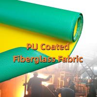 China PU Coated Fiberglass Fabric with 460 g/sqm Weight 0.41 mm Thickness and M0 Fire Resistance for sale