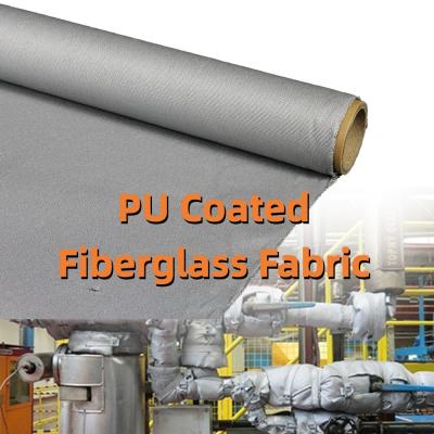 China Dual-Coated (High-Silica & PU) Fiberglass Fabric | 460 g/sqm, 0.41 mm | Fireproof & Thermal Insulation for sale