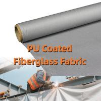 China PU Coated Fiberglass Fabric with 460 g/sqm Weight 0.41 mm Thickness and 1800°C Resistance for sale