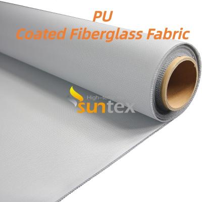 China Fire Retardant PU Coated Fiberglass Fabric 460 g/sqm 0.41 mm for Air Ducts and Welding Blankets for sale