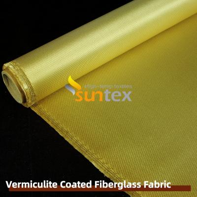 China Vermiculite Coated High Temperature Fiberglass Cloth Suitable For Welding Blankets Fire Barriers And High Temperature Insulation Applications for sale