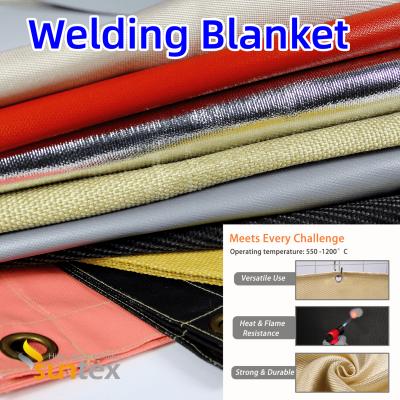 China SUNTEX Heavy Duty 550°C Heat Resistant Acrylic Coated Fiberglass Welding Blanket with Customizable Sizes for sale
