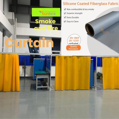 China Professional EN-13501 Certified Fire Curtain Fabric with 550°C Temperature Resistance and 0.6mm Thickness for Fire Protection for sale