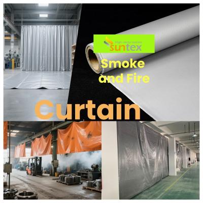 China EN-13501 Certified Fire Curtain Fabric with 550°C Temperature Resistance and 0.6mm Thickness Silicone Coated Fiberglass Fabric for sale