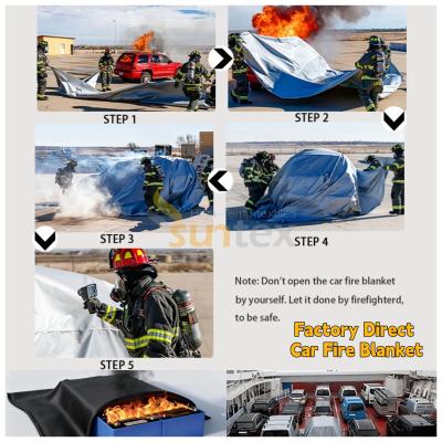 China 6x8M Large Size EV Car Fire Blanket with 550℃/1000℃ Thermal Resistance and Oxygen Deprivation for Fire Safety for sale