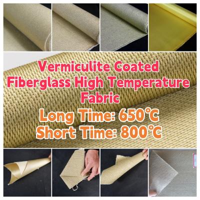 China Durable High Temperature Fiberglass Cloth Vermiculite Coated Fabric Resistant To Abrasion Welding Spatter And Metal Splash For Fire Barrier for sale