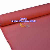 China Red 0.4mm Acrylic Coated Fiberglass Fabric with 550 Degree C Temperature Resistance for Welding Blankets for sale