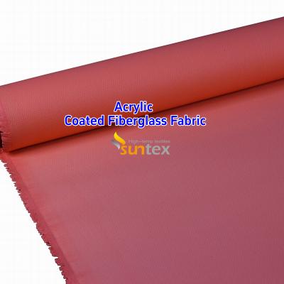 China Red 0.4mm Acrylic Coated Fiberglass Fabric with 550 Degree C Temperature Resistance for Welding Blankets for sale