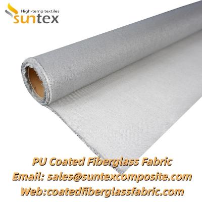 China High Temperature Resistance PU Coated Fiberglass Fabric with 550℃ Basic Fabric Temperature Resistance and Good Abrasion Resistance for Fireproof Curtains for sale