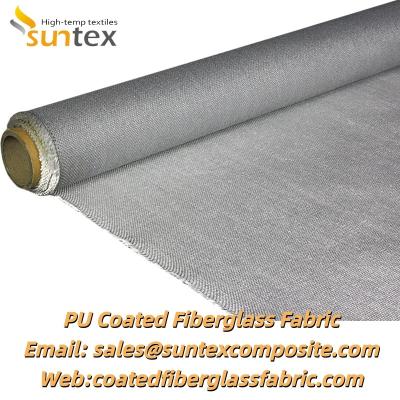 China Heat Resistant Fireproof PU Coated Fiberglass Fabric with 550℃ Temperature Resistance and Silver Grey Color for sale