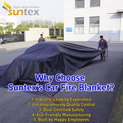 China Suntex EV Car Fire Blanket with 550℃/1000℃ Thermal Resistance for Oxygen Deprivation and Portable Lithium-ion Battery Fire Control for sale