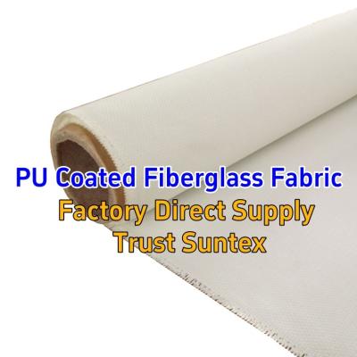 China High Strength 460 g/sqm PU Coated Fiberglass Fabric with 0.41 mm Thickness and M0 Fire Resistance for sale