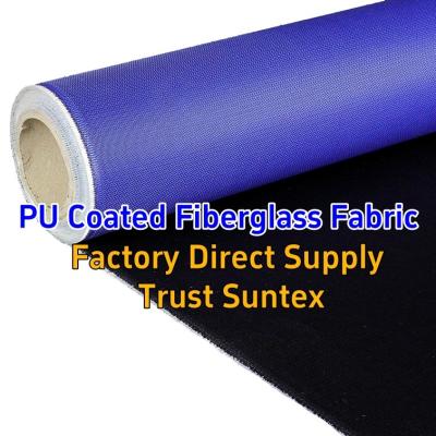China 460 g/sqm 0.41 mm M0 Fire Resistance PU Coated Fiberglass Fabric for Fireproof Applications for sale