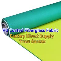 China Industrial Fireproof PU Coated Fiberglass Fabric 460 g/sqm 0.41 mm M0 Fire Resistance for Fire Curtains for sale