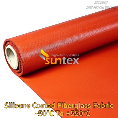 China Suntex Heat Resistant C-Glass Fire Retardant Silicone Coated Silicone Rubber Coated Fiberglass Sheet/Fabric/Cloth for sale