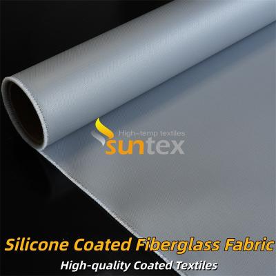 China High Temperature Resistant Double Sided Grey Silicone Coated Fiberglass Fabric for Fire Retardant Industrial Curtains for sale