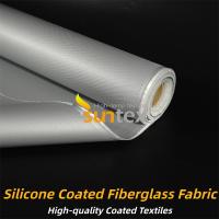 China Durable Fire Retardant Silicone Coated Fiberglass Fabric Double Sided Grey Color Curtain Material for Thermal Insulation Applications for sale