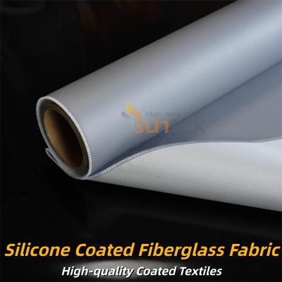 China Durable Grey Color Silicone Coated Fiberglass Fabric Double Sided Fire Resistant Fabric Designed for Industrial Insulation for sale